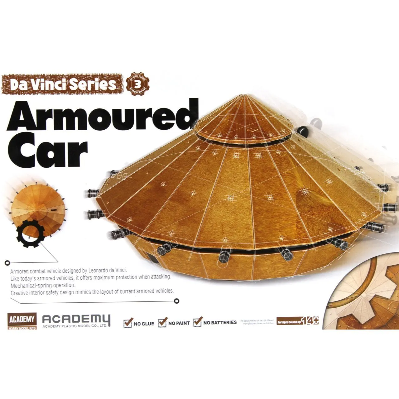 Leonardo da Vinci Armoured Car (no glue, moveable part)